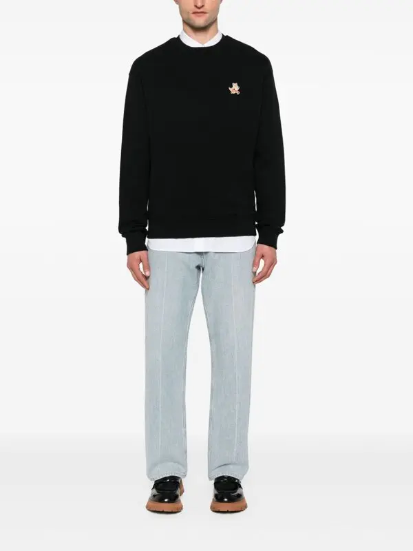 Maison Kitsuné Fox-motif Cotton Sweatshirt - Black