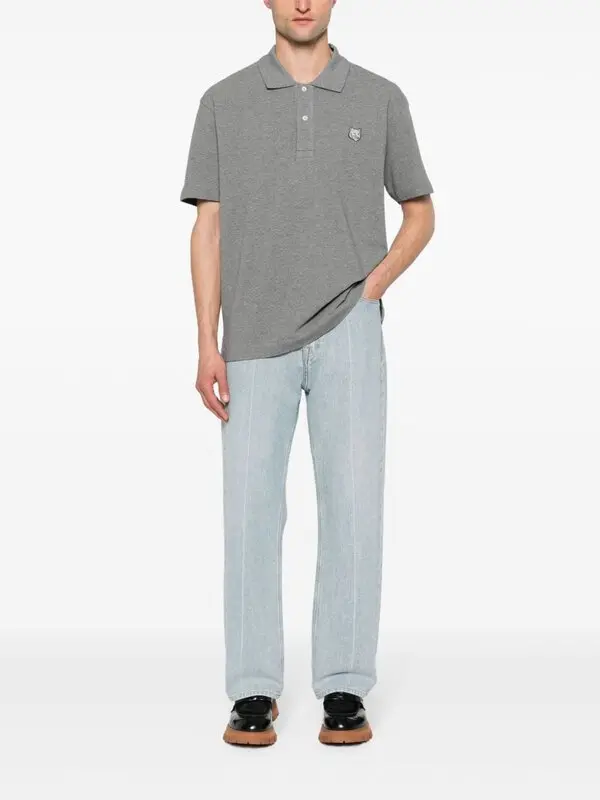 Maison Kitsuné Fox-motif Polo Shirt - Grey