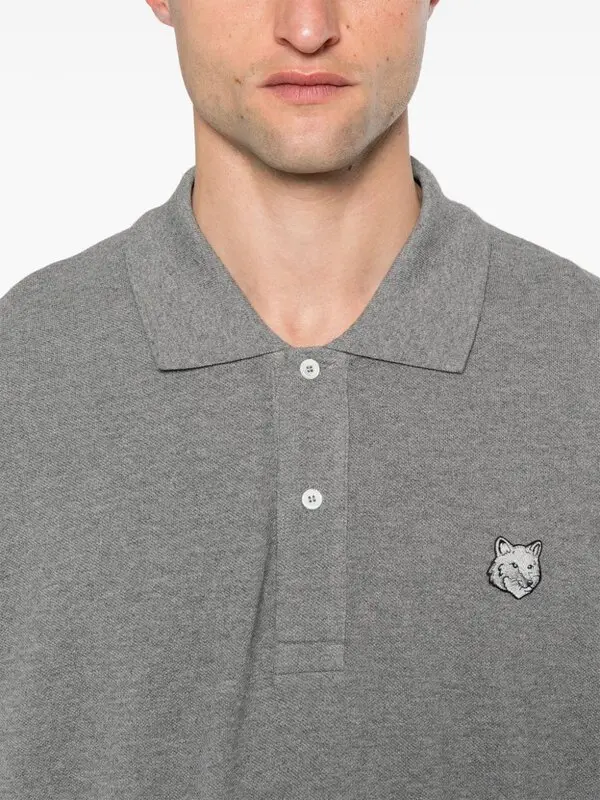 Maison Kitsuné Fox-motif Polo Shirt - Grey