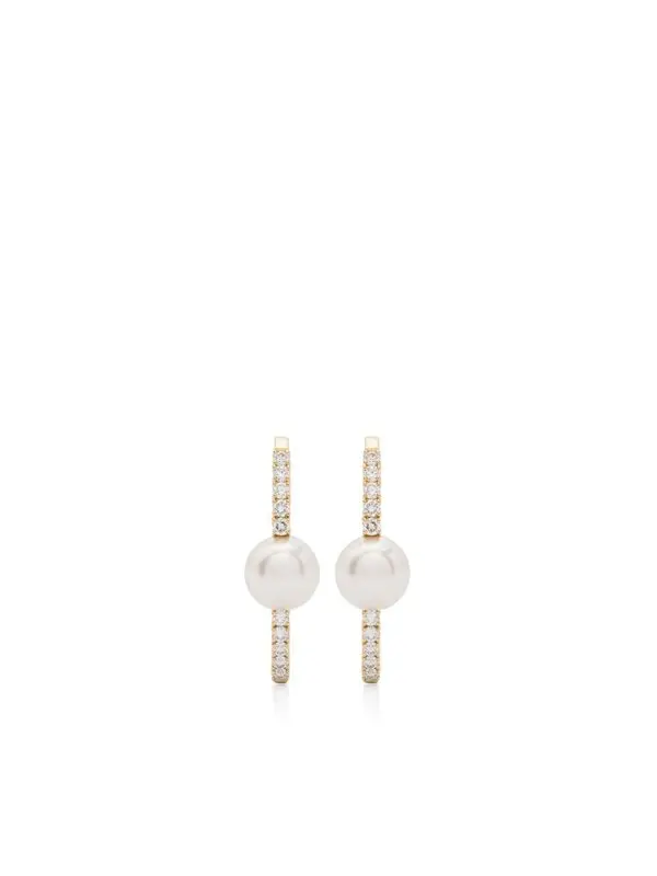 Mizuki 18kt Yellow Akoya Pearl And Diamond Earrings - Gold
