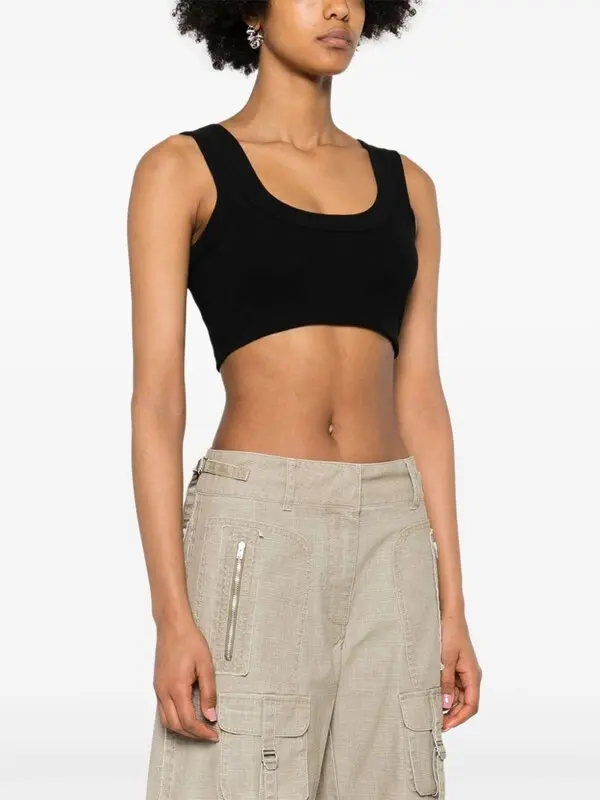 Alexander Wang Embossed-logo Cropped Tank Top