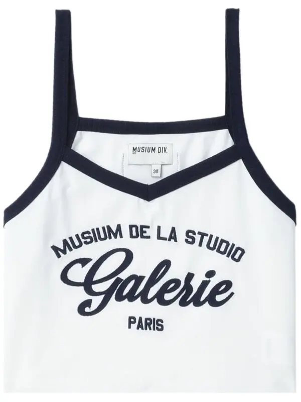 MUSIUM DIV. Logo-embroidered Cropped Tank Top - White