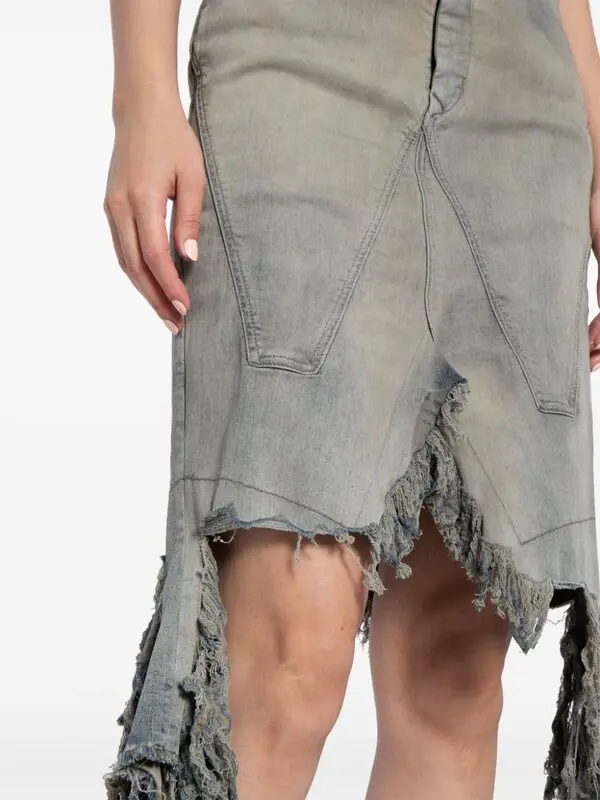 Rick Owens Distressed Denim Skirt - Blue