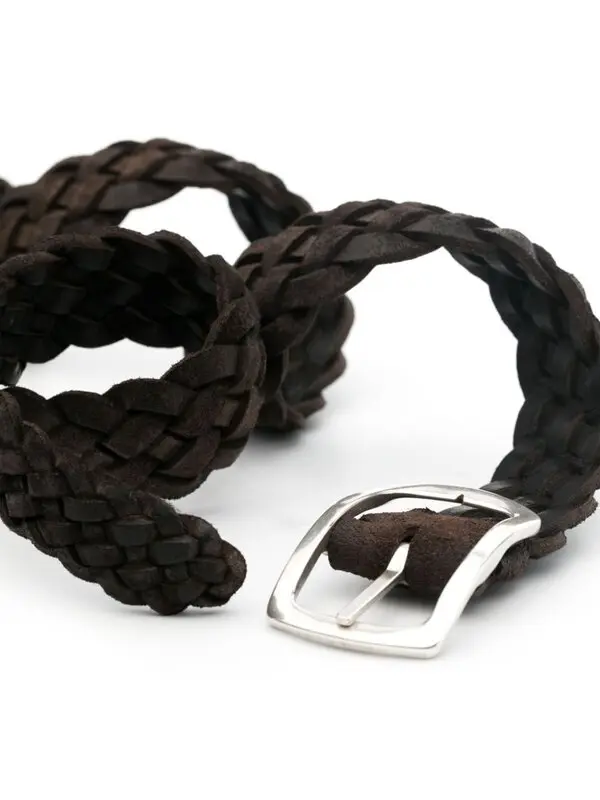 ORTIGNI Braided Leather Belt - Brown