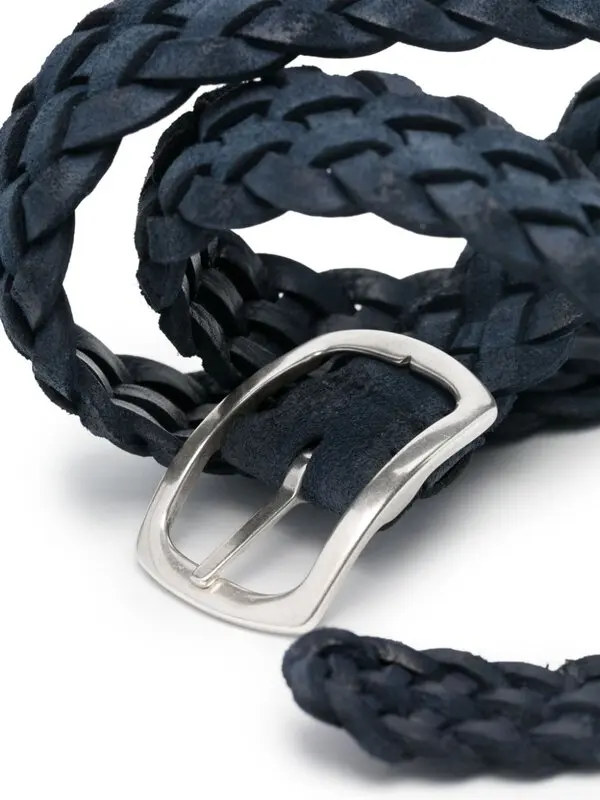ORTIGNI Braided Leather Belt - Blue