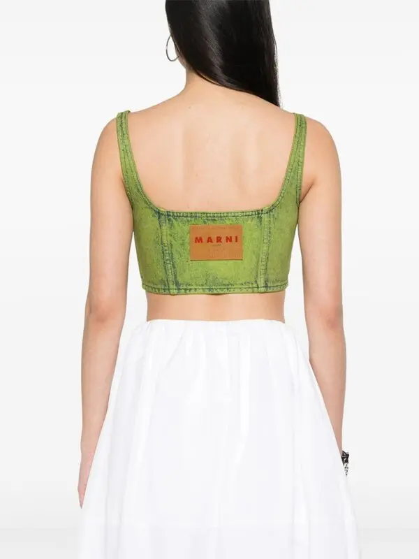 Marni Bleached Denim Crop Top