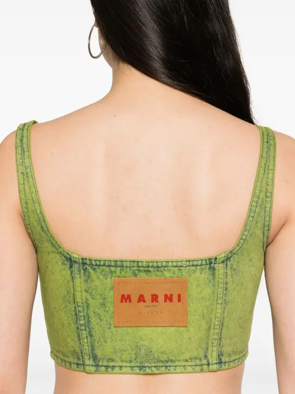Marni Bleached Denim Crop Top