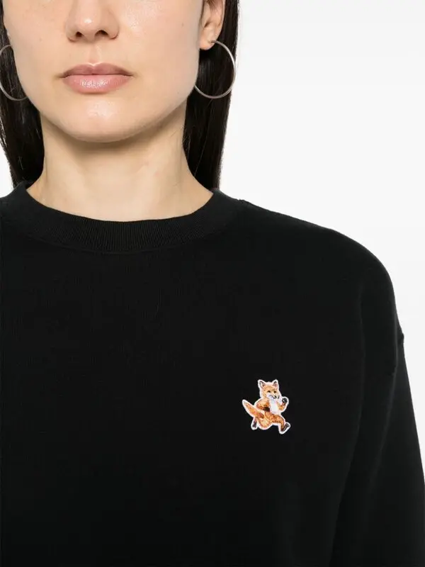 Maison Kitsuné Fox-appliqué Sweatshirt - Black
