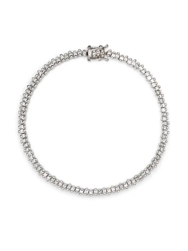 SUZANNE KALAN 18kt White Gold Mini Princess-cut Diamond Tennis Bracelet - Silver