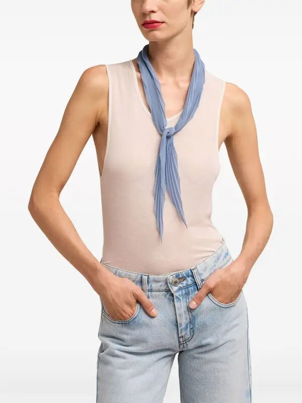 AMI Paris Plissé-effect Crepe Scarf