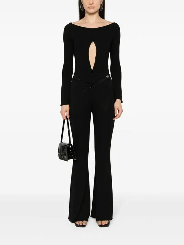 COURREGES Zip-detail Jersey Bodysuit - Black
