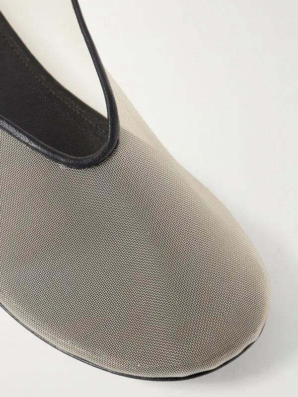 Khaite Marcy Leather-trimmed Mesh Ballet Flats - Neutrals
