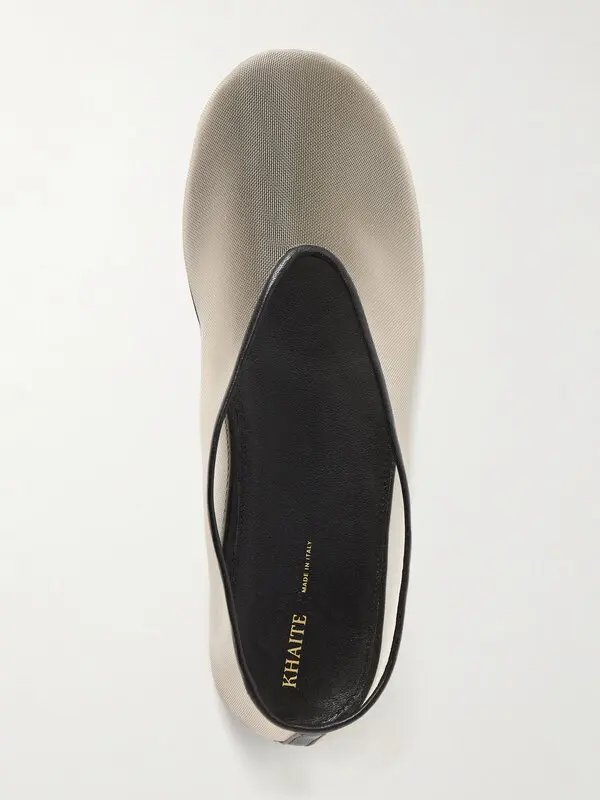 Khaite Marcy Leather-trimmed Mesh Ballet Flats - Neutrals