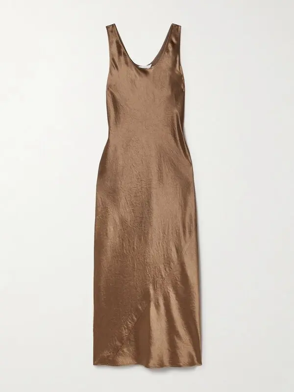 princess polly baby blue dress Max Mara Leisure Talete Crinkled-Satin Midi Dress In Brown - 30% Off