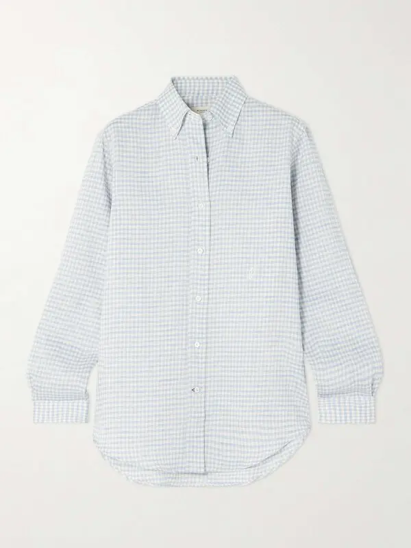 Purdey Checked Linen Shirt - Indigo