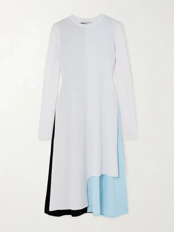 Jw Anderson Layered Color-Block Jersey Midi Dress In White - 50% Off |  Editorialist