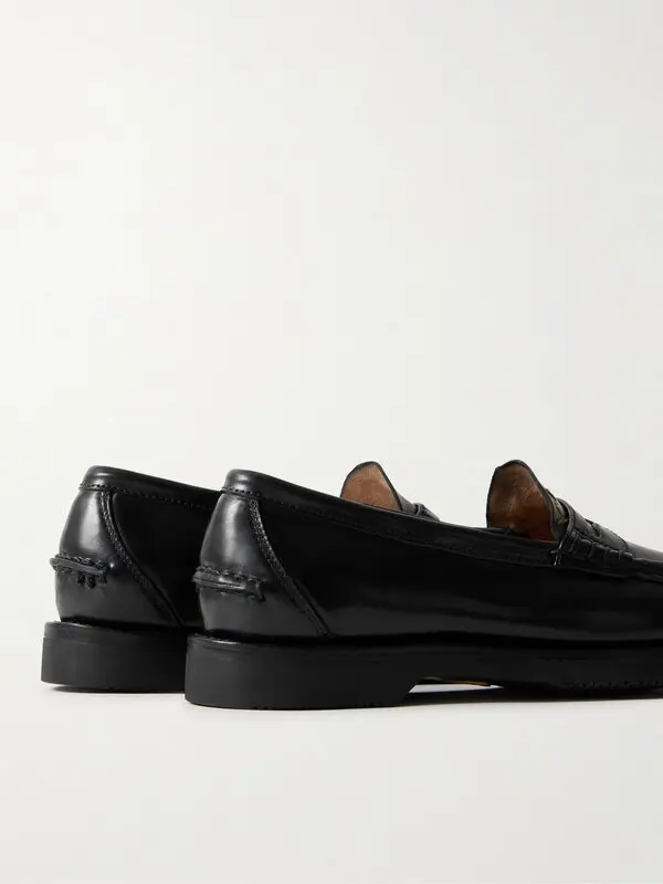 Visvim Fabro Folk Leather Penny Loafers In Black - 40% Off