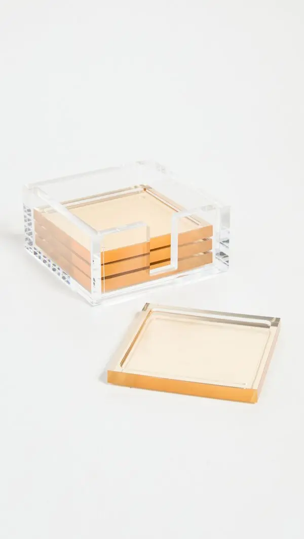 TIZO DESIGN Acrylic Coasters Set Of 4 - Gold