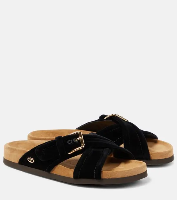 Valentino Garavani Fussfriend Velvet Sandals - Black