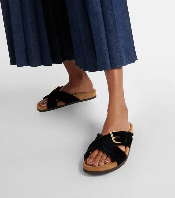 Valentino Garavani Fussfriend Velvet Sandals - Black