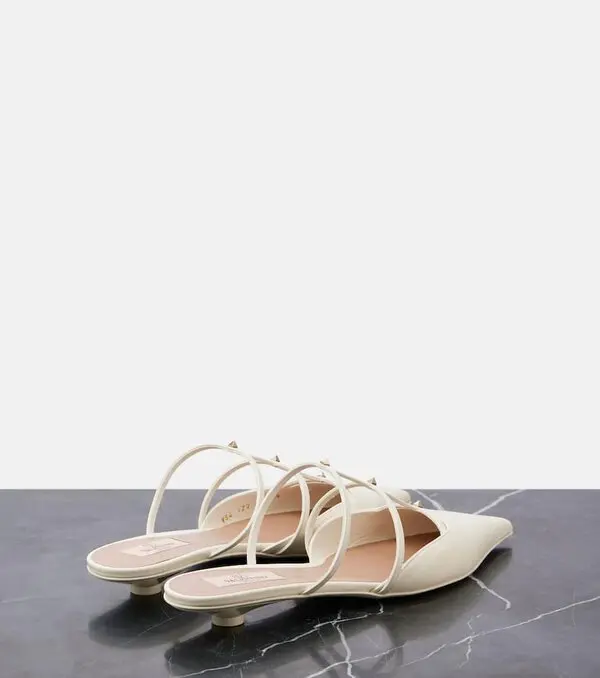 Valentino Garavani Rockstud Wispy 20 Leather Mules - White