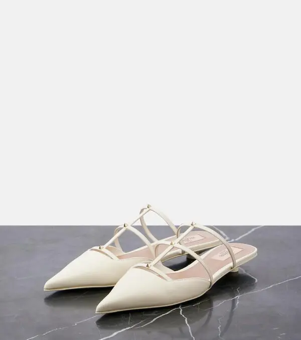 Valentino Garavani Rockstud Wispy 20 Leather Mules - White