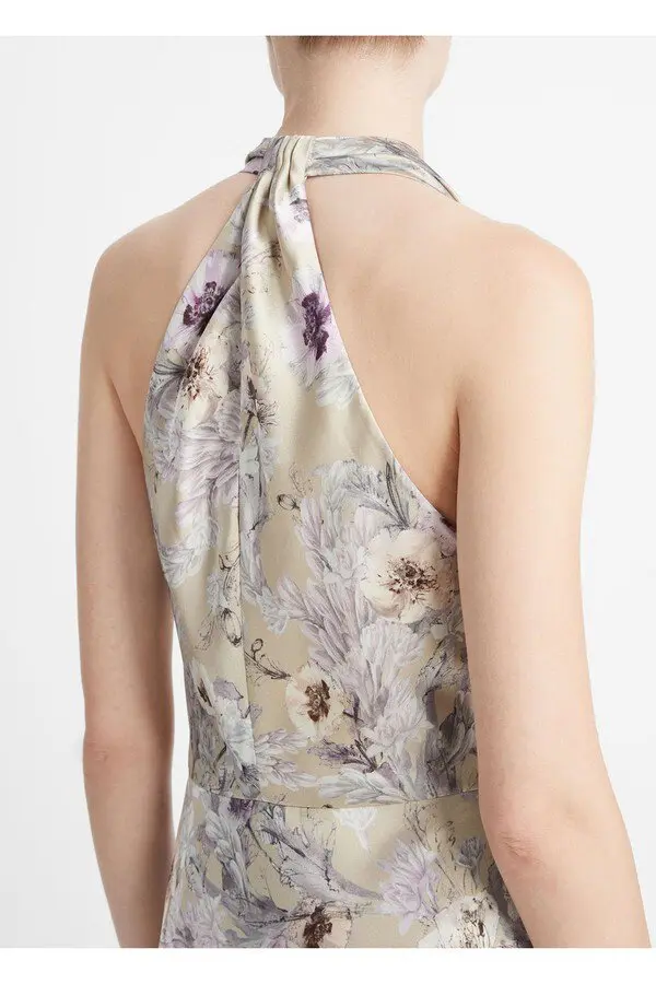 vince brown floral dress Audrina Brown Floral Halter Maxi Dress - S Size - Women's Dresses main image 1