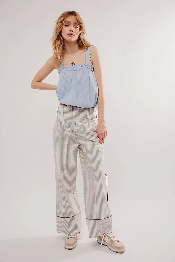 Free People Good Call Striped Pull-on Pants