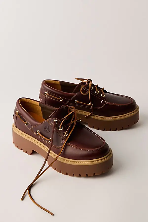 Timberland Stone Street Platform Boat Shoes - Rootbeer