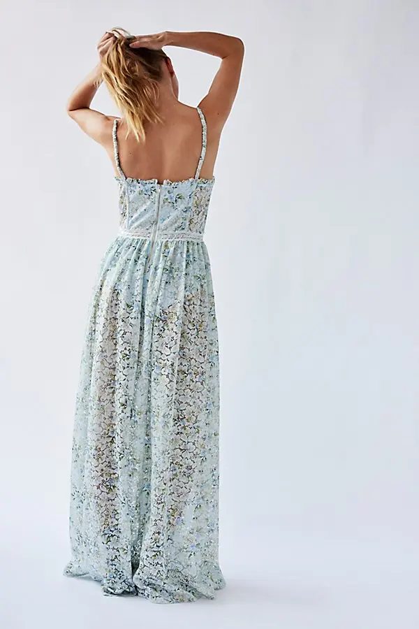 For Love & Lemons Cecelia Maxi Dress In Blue - 43% Off | Editorialist