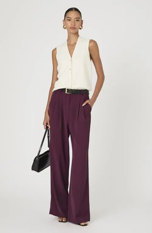 French Connection Harrie Wide Leg Suiting Pants - Burgundy Red