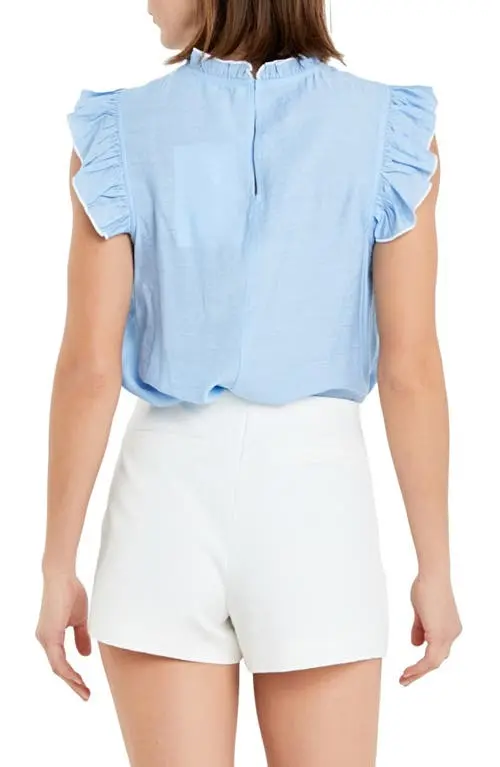 English Factory Flutter Sleeve Top - Powder Blue