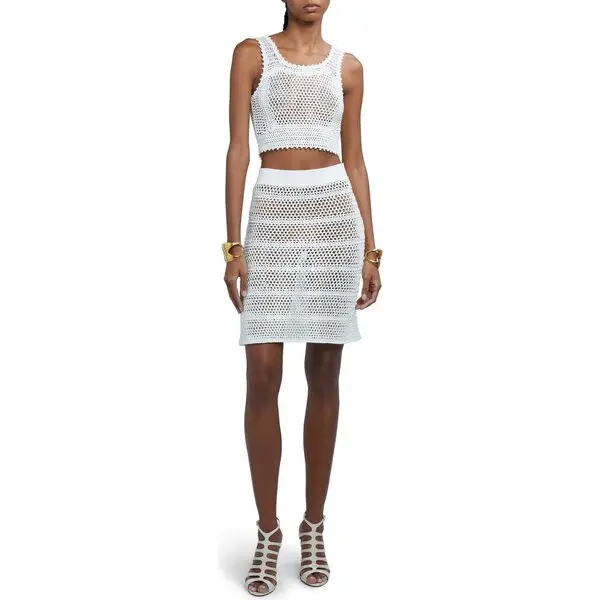 TOM FORD Semisheer Open Stitch Crochet Crop Tank