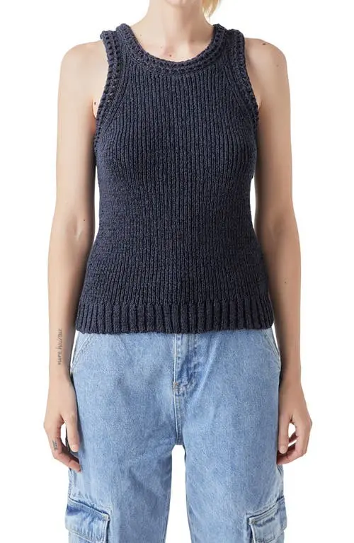 GREY LAB Ribbed Sleeveless Tank - Navy