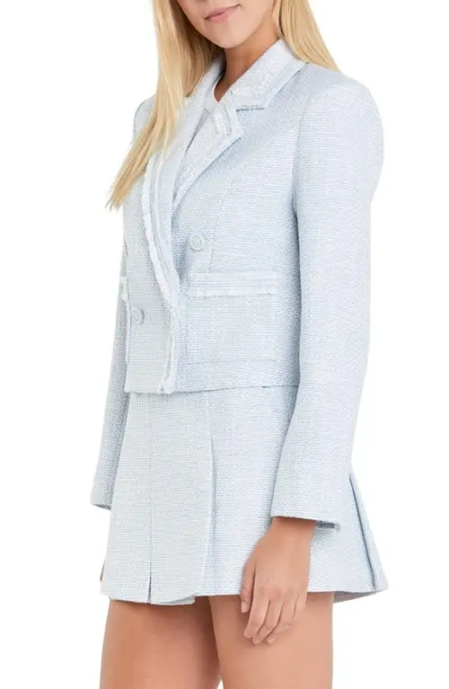 English Factory Double Breasted Tweed Blazer - Blue