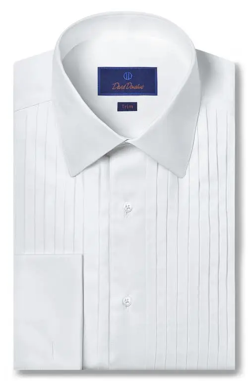 David Donahue Formal Trim Fit Tuxedo Shirt - White