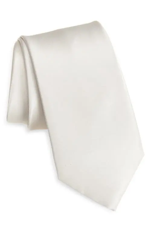 Brioni Solid Silk Tie - Pearl