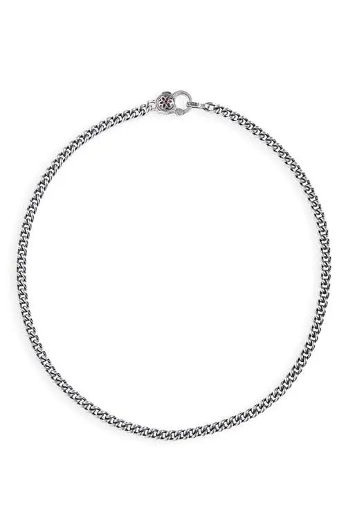 Good Art Hlywd Ruby Rosette Aa Curb Chain Necklace - Sterling Sliver