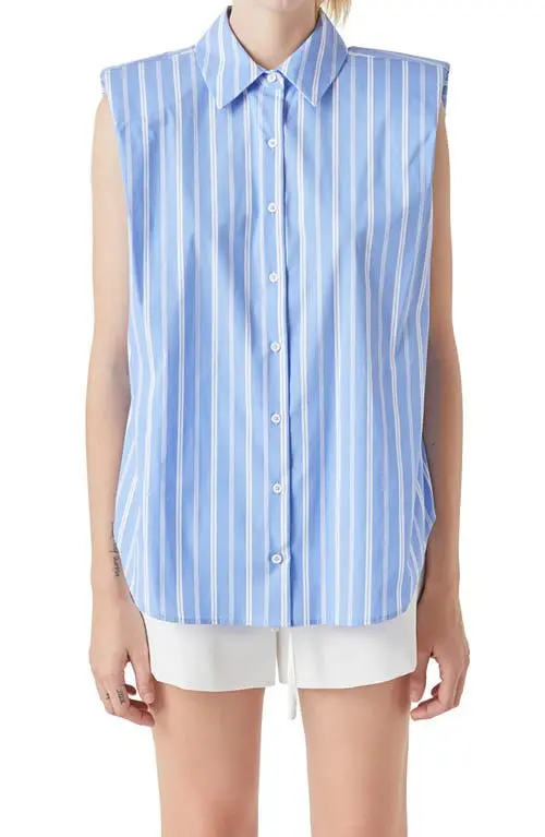 GREY LAB Stripe Power Shoulder Sleeveless Shirt