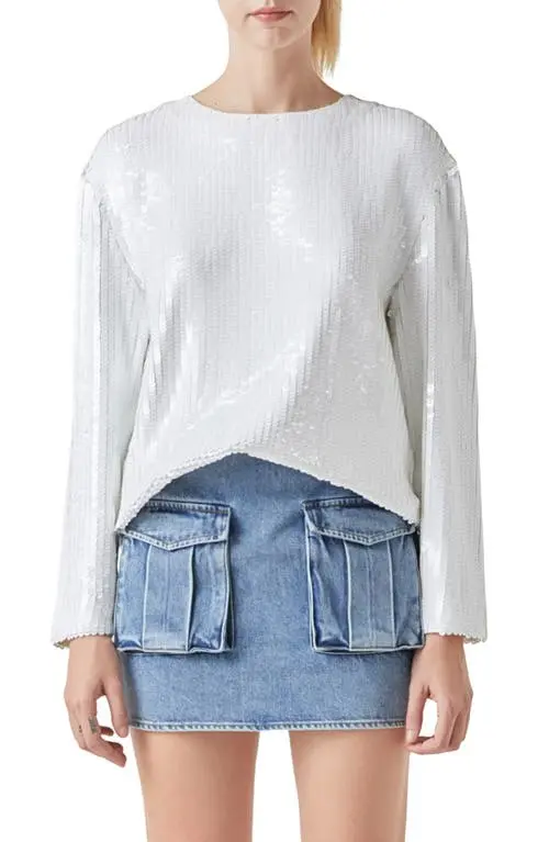 GREY LAB Sequin Long Sleeve Top