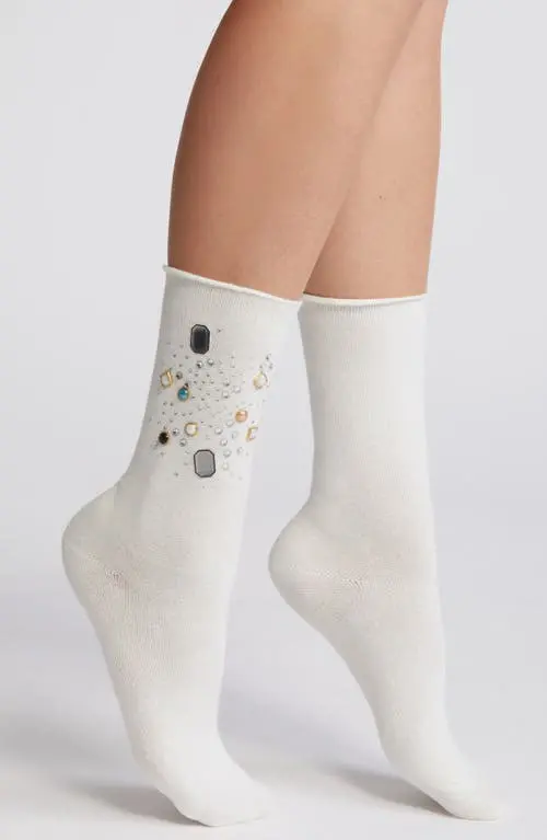 HIGH HEEL JUNGLE Gemstone Crew Socks - White