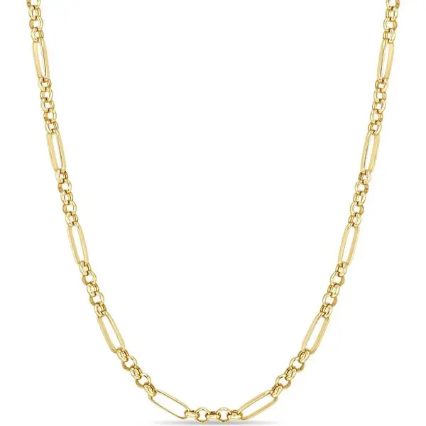 Zoe Chicco 14k Gold Paper Clip Station Chain Necklace - Yellow Gold