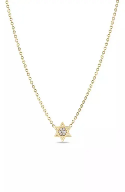 Zoe Chicco 14k Diamond Star Of David Pendant Necklace - Yellow Gold