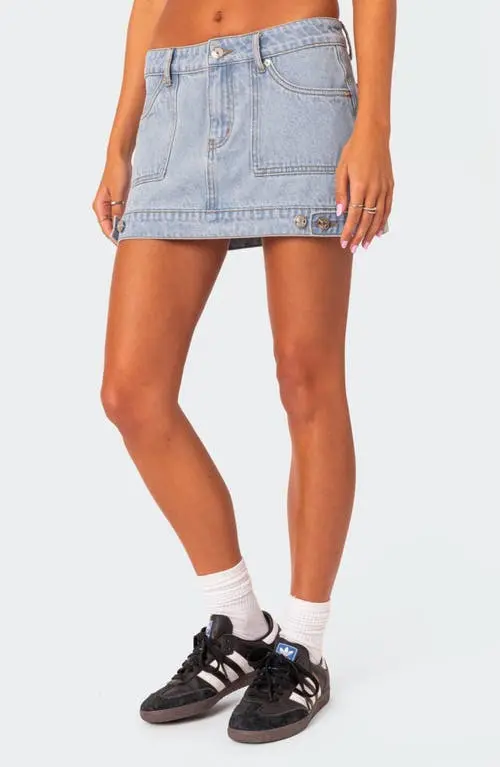 EDIKTED Foxx Low Rise Denim Miniskirt