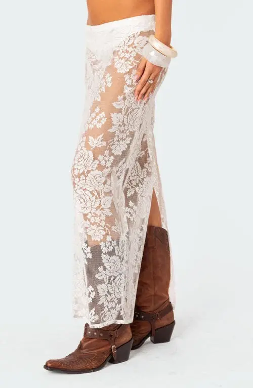 EDIKTED Bess Sheer Lace Cover-up Maxi Skirt