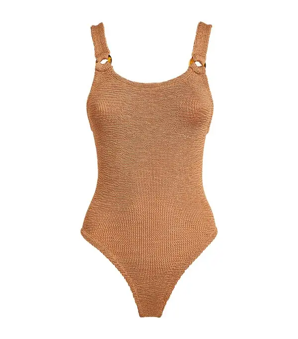 Hunza G Metallic Domino One Piece Swimsuit - Brown