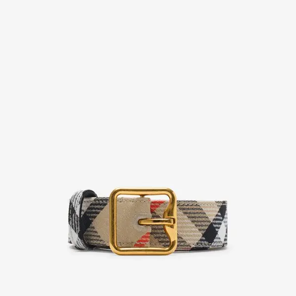Burberry Check B Buckle Belt - Sand