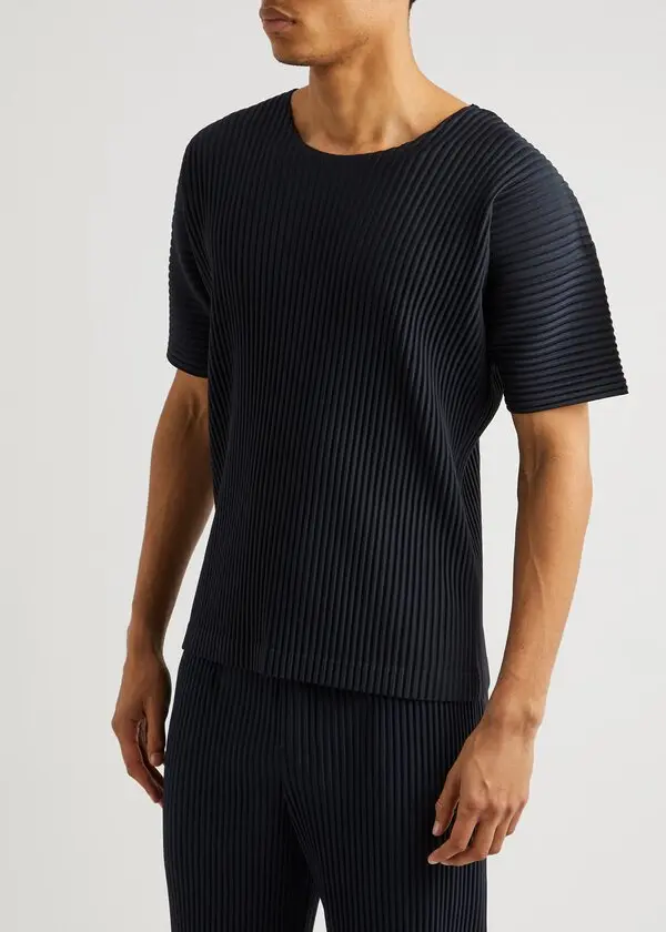 Issey Miyake Pleated Jersey T-shirt - Navy