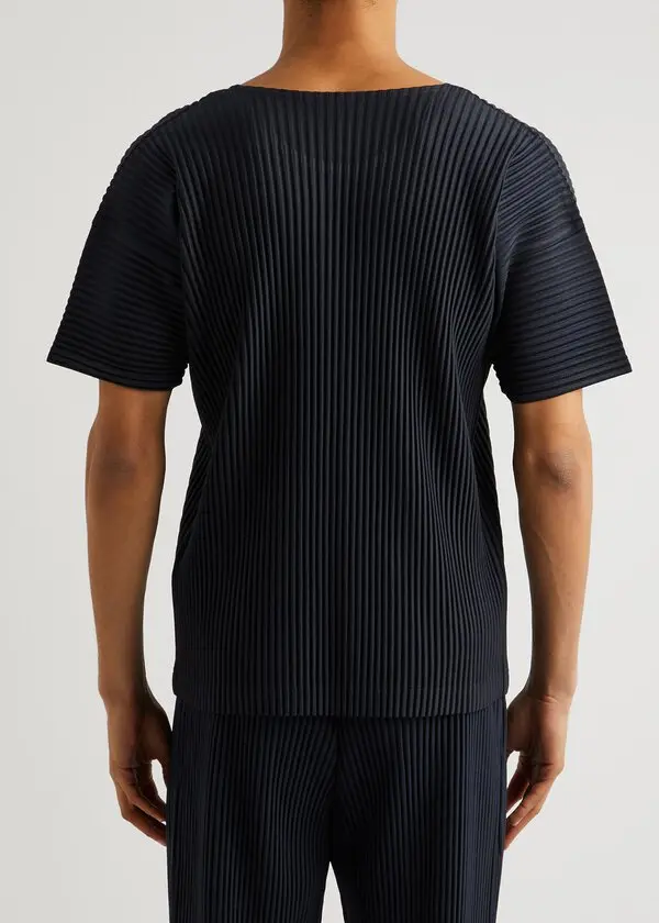 Issey Miyake Pleated Jersey T-shirt - Navy
