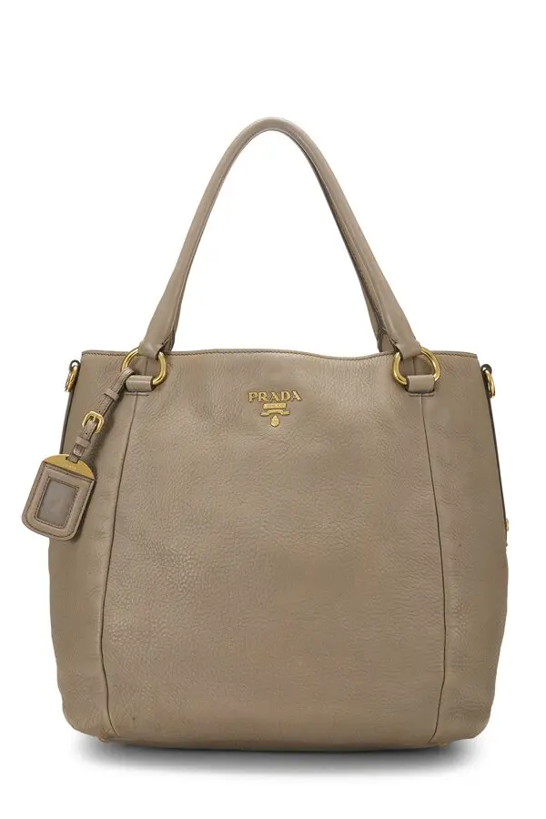 Prada Vitello Daino Convertible Tote - Grey